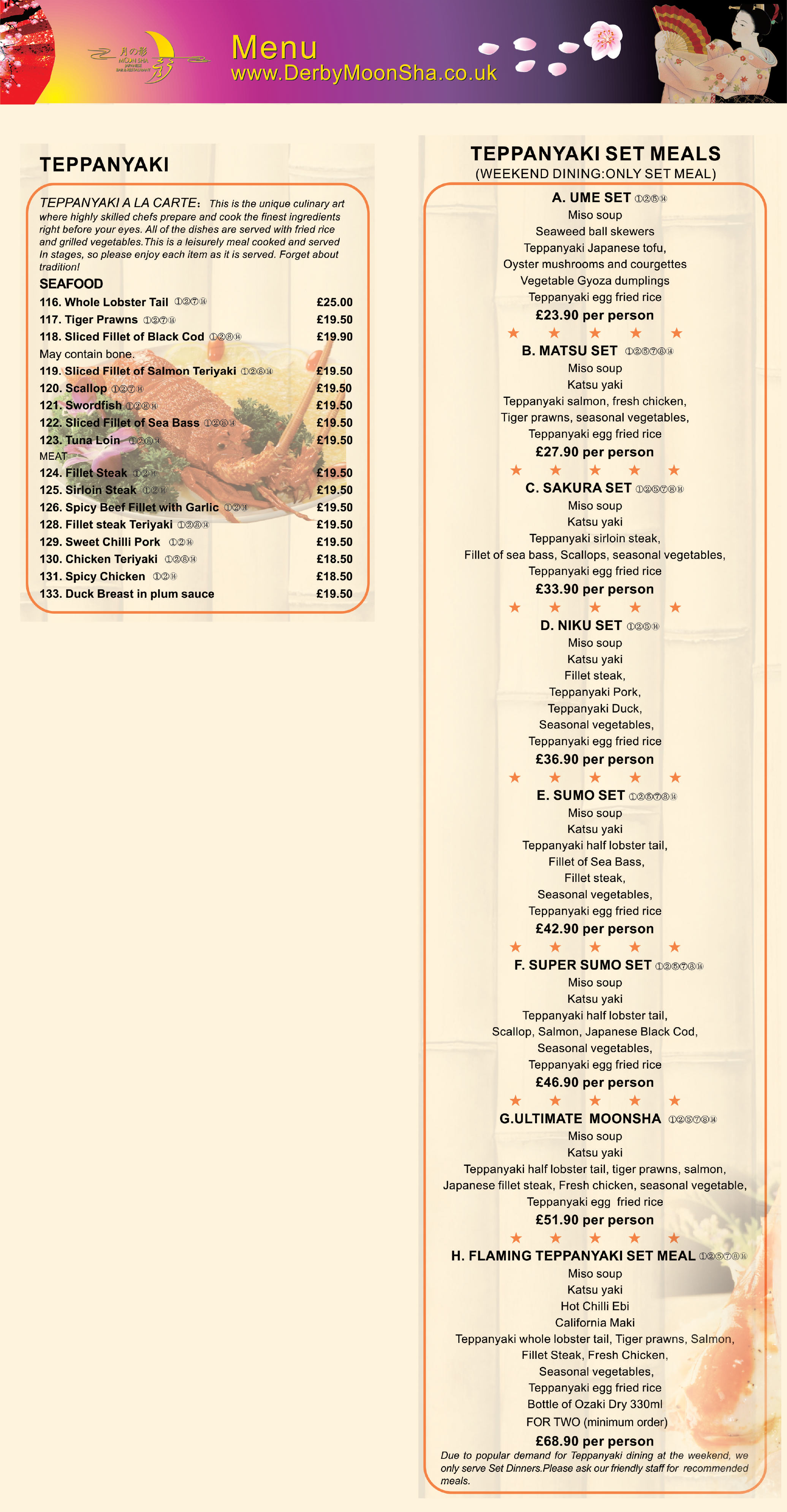 Teppanyaki - Moonsha Japanese Restaurant